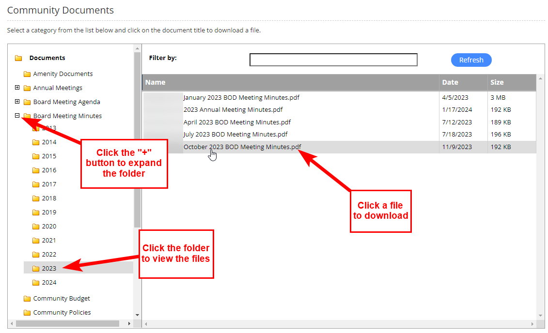 How do I access community documents? – Kuester Management Group